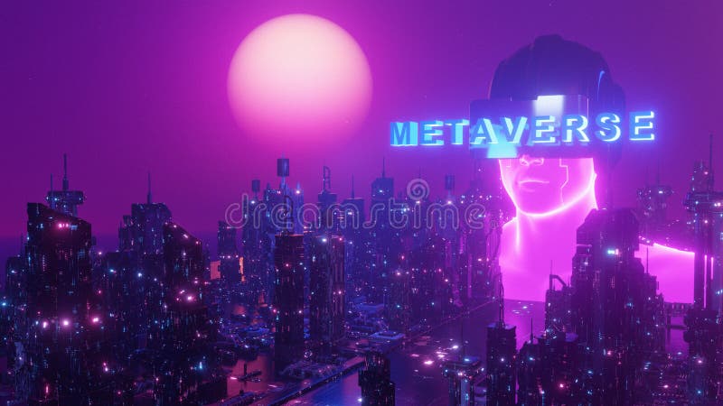 Metaverse VR Virtual Reality Club Neon Wallpaper Background 3d Render ...