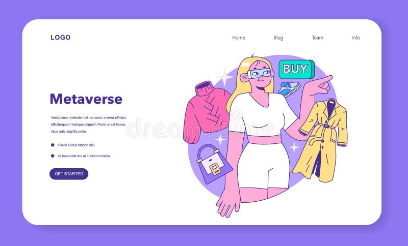 Metaverse Web Banner or Landing Page. VR Futuristic Technology Stock ...
