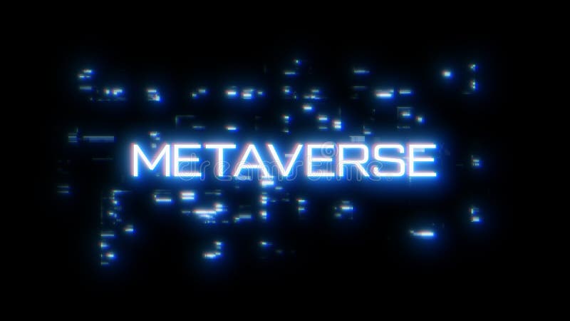 Metaverse Word Overlay with Digital Glitch Stock Illustration ...