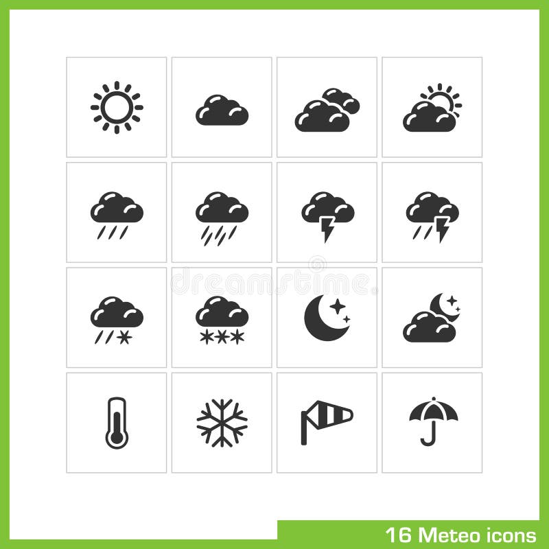 Meteo icon set. stock vector. Illustration of parasol - 69034300