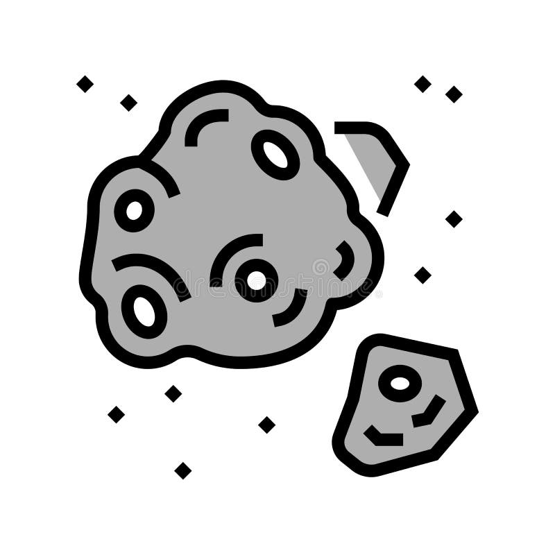 Meteor Asteroid Color Icon Vector Flat Illustration Stock Illustration ...