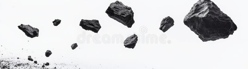 Meteor Asteroids Flying in the Galaxy and Space, Falling Rocks Isolated ...