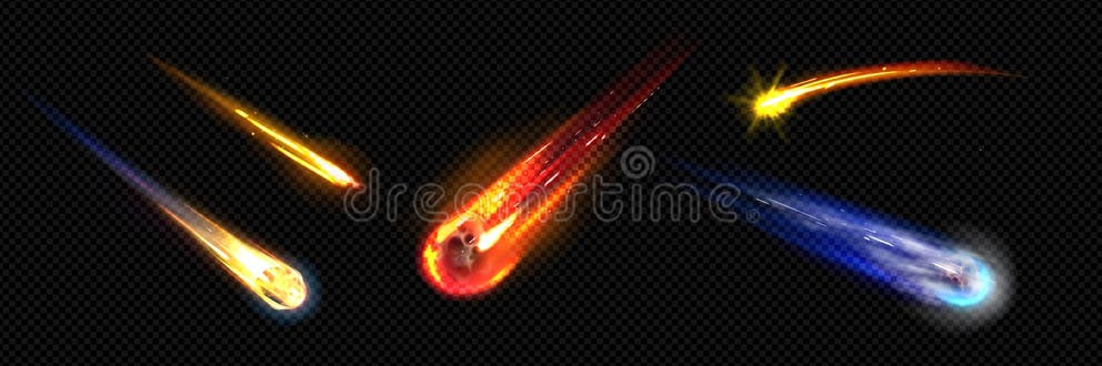 Meteor or Comet Space Trail Fire Light Effect Stock Vector ...