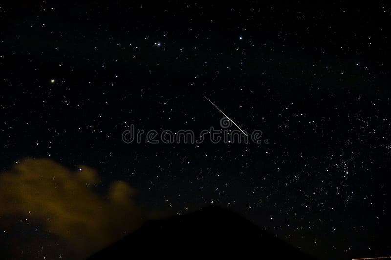 Meteor Dark Night Stars and Cloud Stock Image - Image of midnight ...
