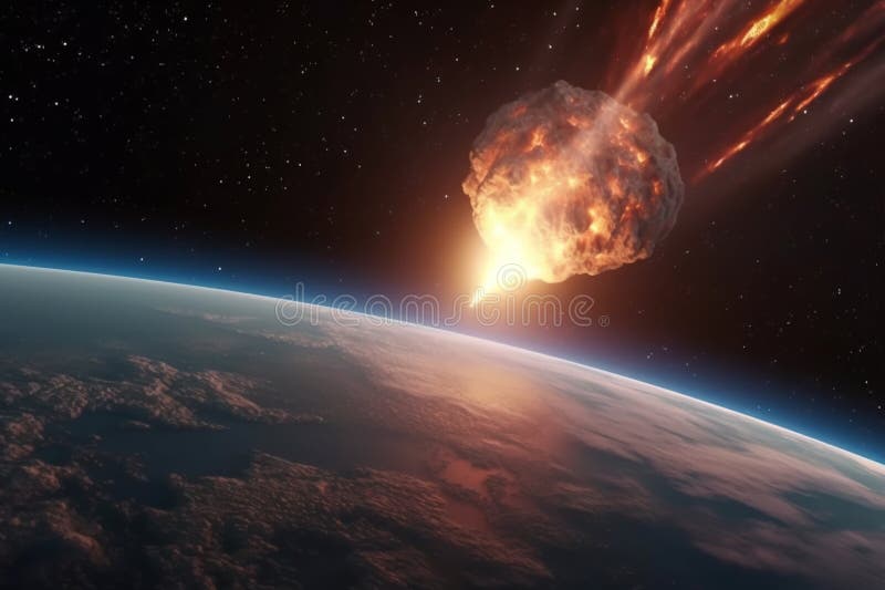Meteor Fall Down To Hit the Earth Created with Generative AI Technology ...
