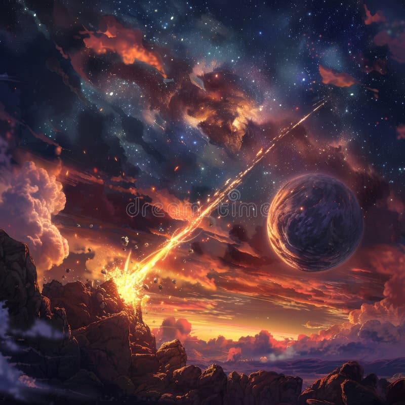 Meteor Falling, Comet Armageddon, Devastating Meteorite, Cosmic ...