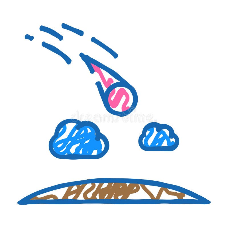 Meteor Falling Disaster Icon Doodle Illustration Stock Illustration ...