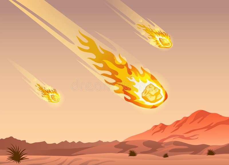 Meteor Falling Down at the Desert Stock Vector - Illustration of star ...