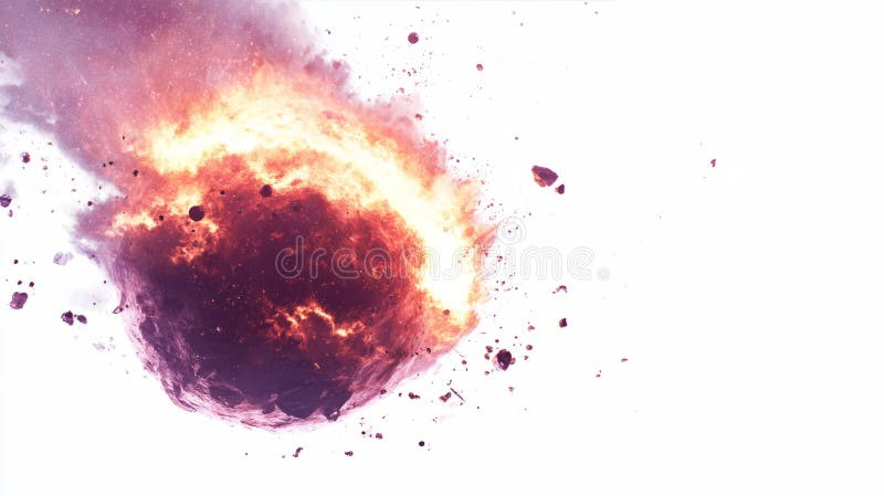 Meteor Impact Explosion in Outer Space Minimal on White Stock Photo ...
