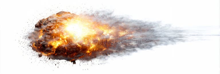 Meteor Impact Explosion in Outer Space Minimal on White Stock Photo ...
