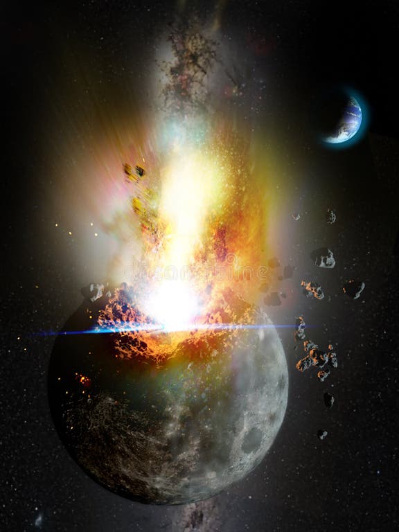 Meteor impact on Moon stock illustration. Illustration of earth - 263938713