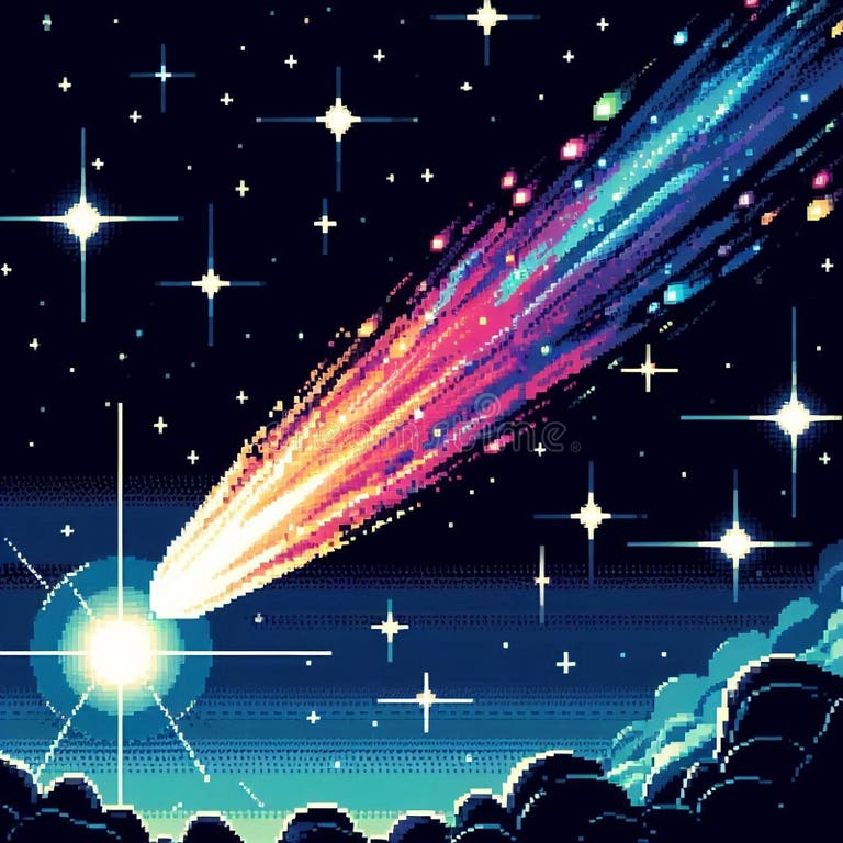 Meteor portrait, pixel art stock illustration. Illustration of star ...
