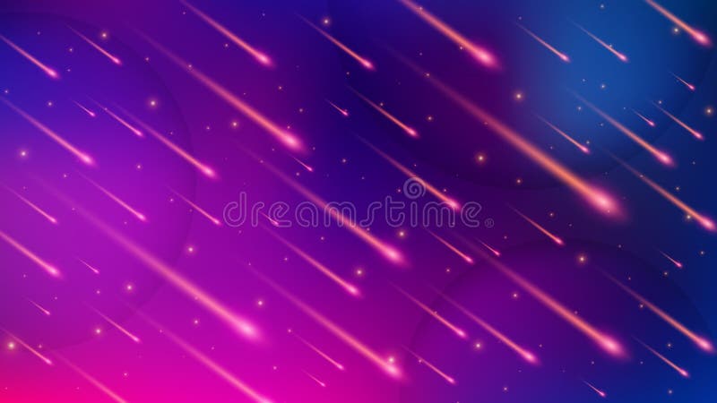 Meteor Rain Background, Elegant Violet Light Falling. Widescreen Vector ...