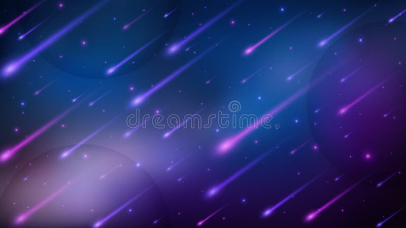 Meteor Rain Background, Elegant Violet Light Falling. Widescreen Vector ...