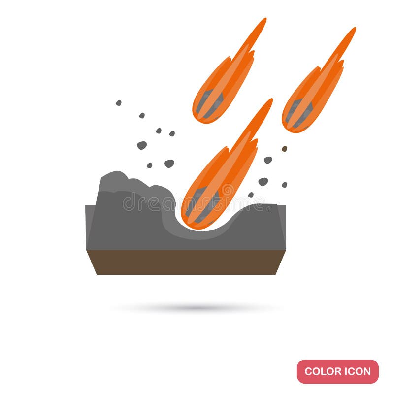 Meteor Rain Color Flat Icon Stock Vector - Illustration of devastation ...