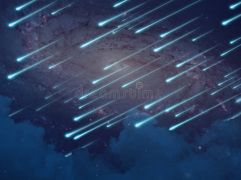 Meteor Rain on the Night Sky and Blur Galaxy on Space Stock Photo ...
