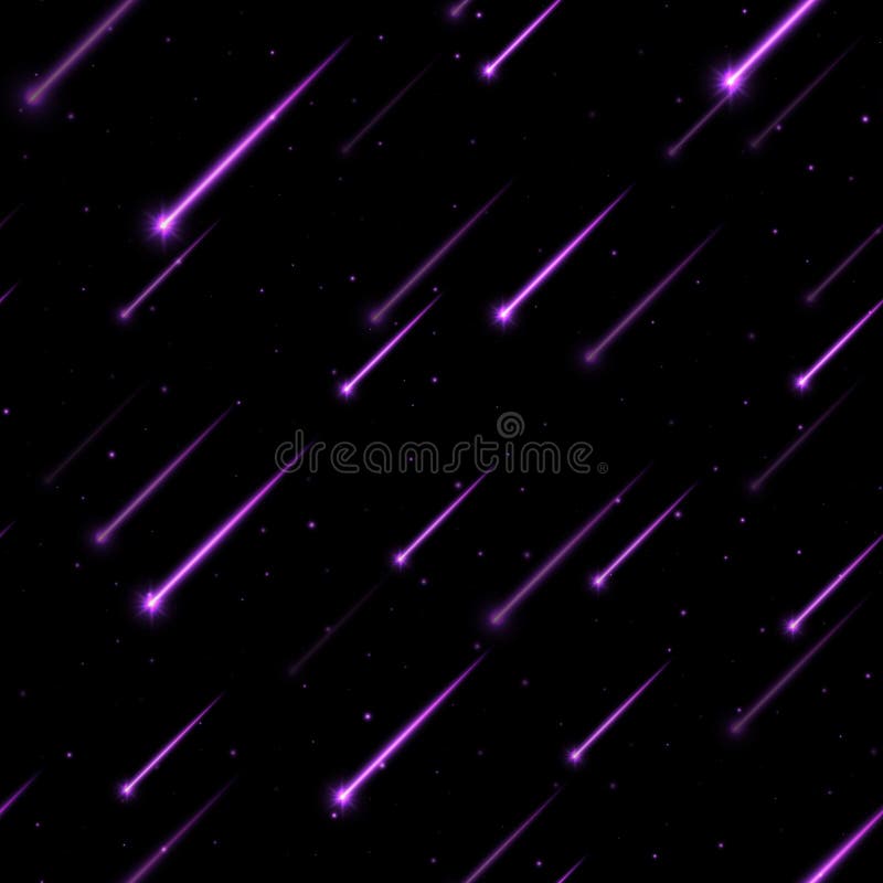 Meteor Rain Seamless Pattern, Shooting Stars Background. Bright ...