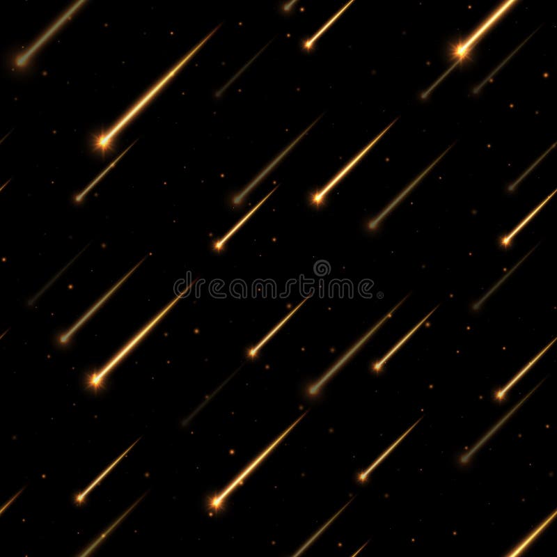 Meteor Rain Seamless Pattern, Shooting Stars Background. Bright ...