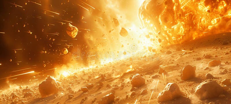 Meteor Shower on Alien Planet Stock Photo - Image of danger, eruptions ...