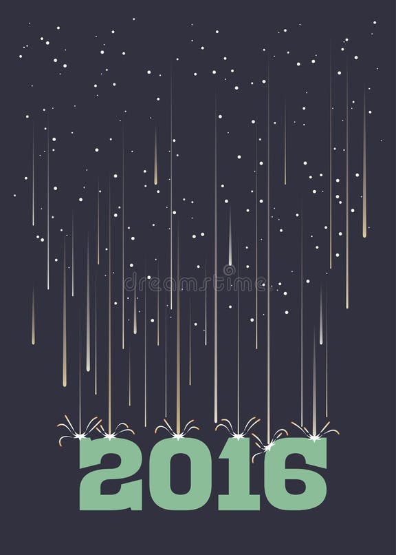 Meteor Shower Falling on 2016 Stock Vector - Illustration of greeting ...