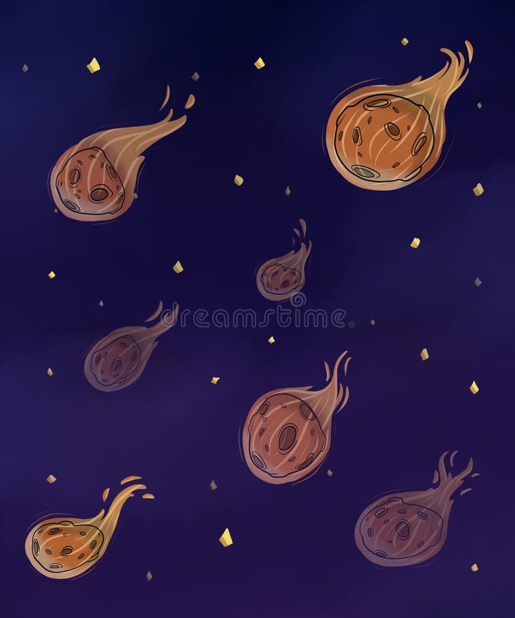 Meteor Shower among the Stars Stock Illustration - Illustration of blue ...