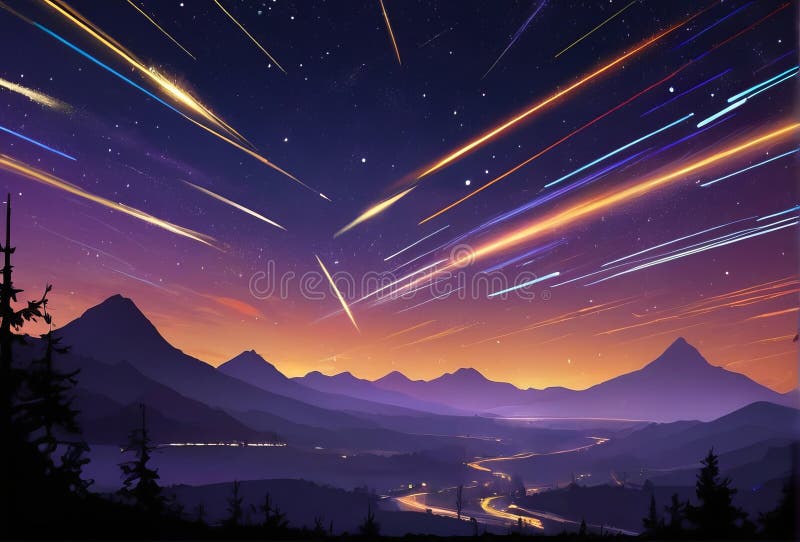 Meteor Showers Dynamic Scenes of Meteor Showers Stock Image - Image of ...