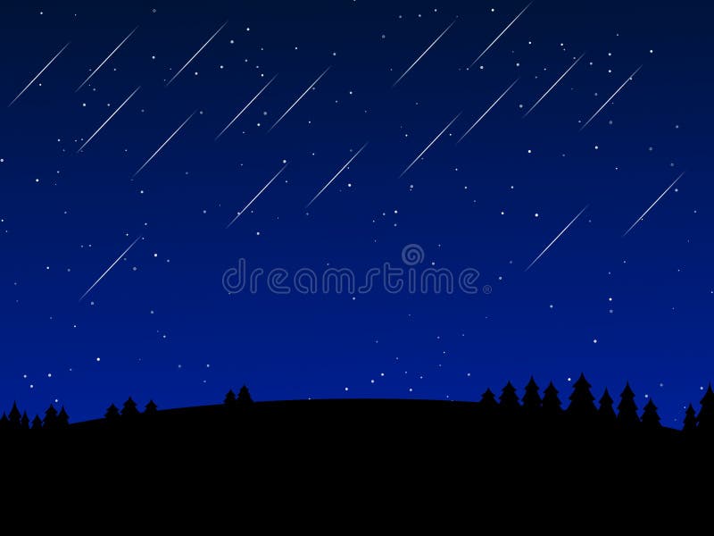 Meteor Showes Concept on Dark Blue Background Stock Illustration ...