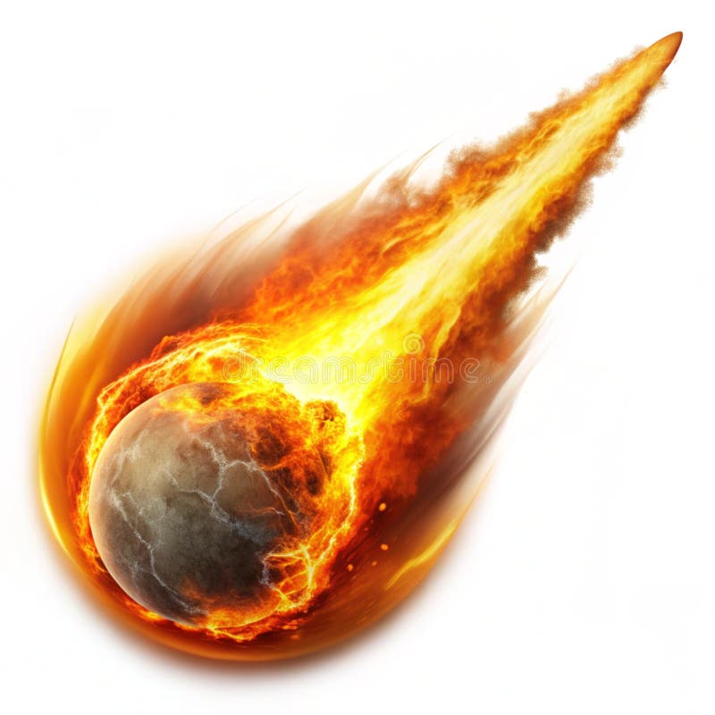 Meteor Streaking through the Atmosphere Engulfed in Flames Isolated on ...