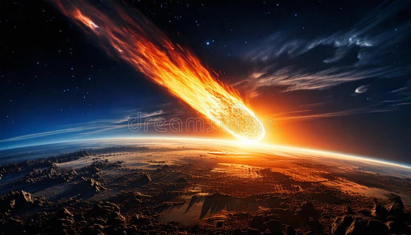 Meteor strike stock illustration. Illustration of fire - 347132698