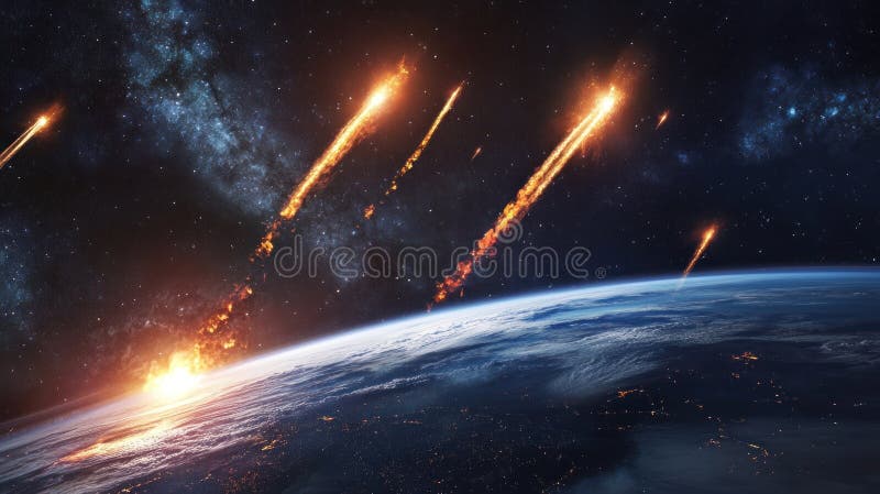 Meteor Strike Earth stock illustration. Illustration of future - 385777020