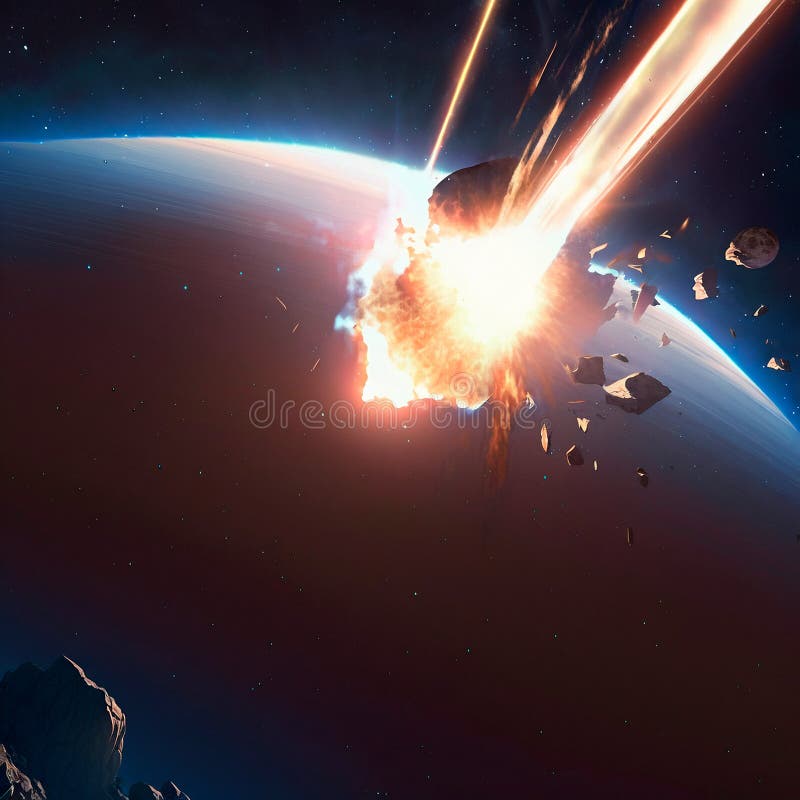 Meteor Strike. Explosion in Space Stock Illustration - Illustration of ...