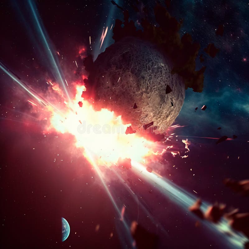 Meteor Strike. Explosion in Space Stock Illustration - Illustration of ...