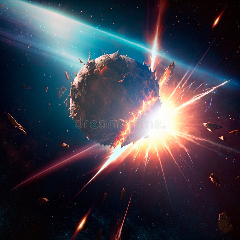 Meteor Strike. Explosion in Space Stock Illustration - Illustration of ...