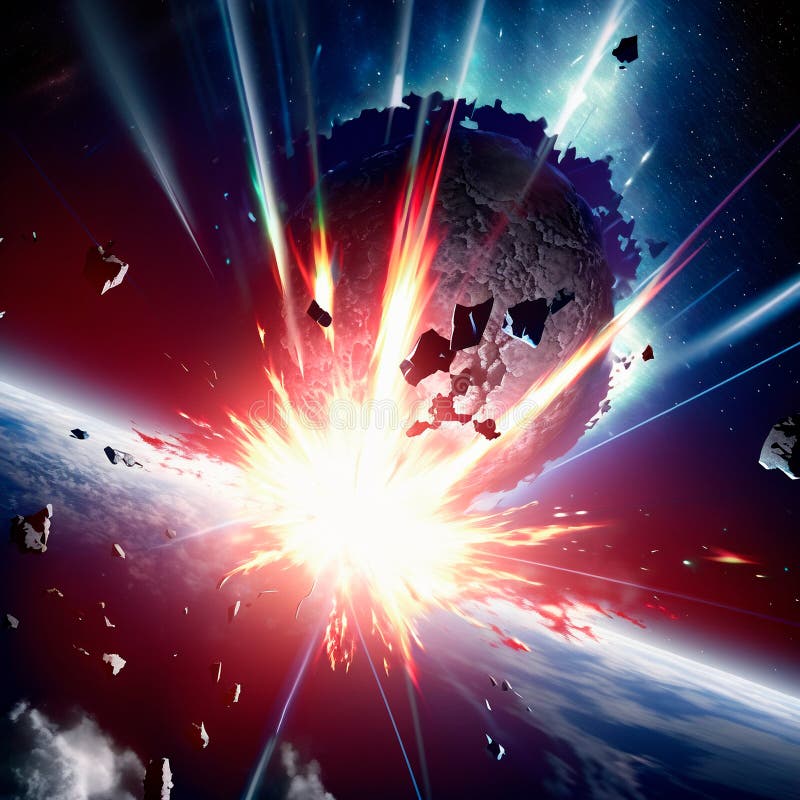 Meteor Strike. Explosion in Space Stock Illustration - Illustration of ...