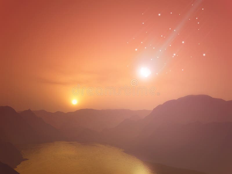 Meteor in the sunset stock illustration. Illustration of night - 3304348