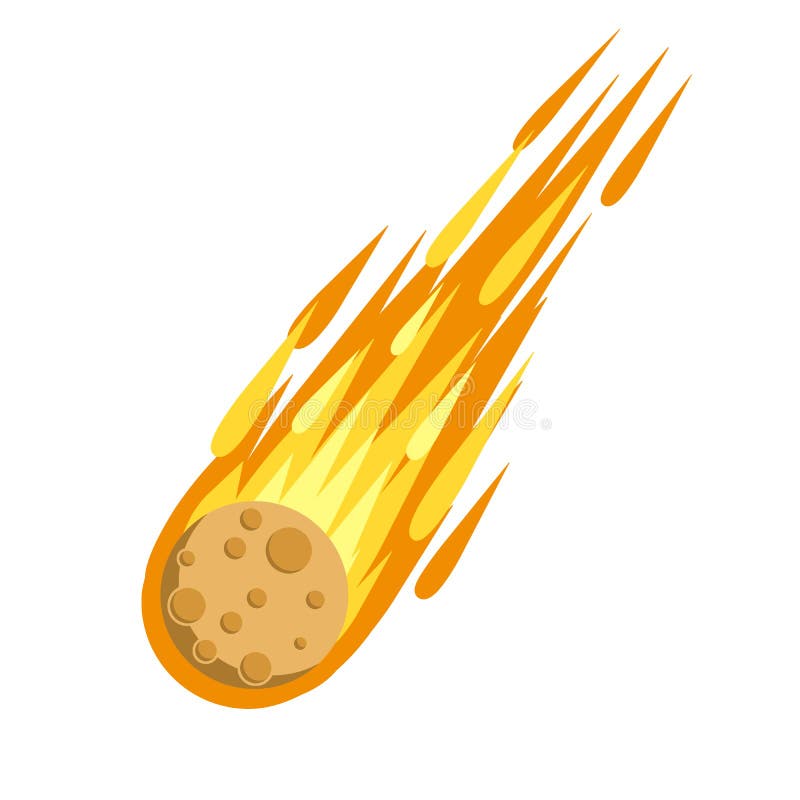 Meteor with Trail of Fire. Celestial Object Stock Vector - Illustration ...