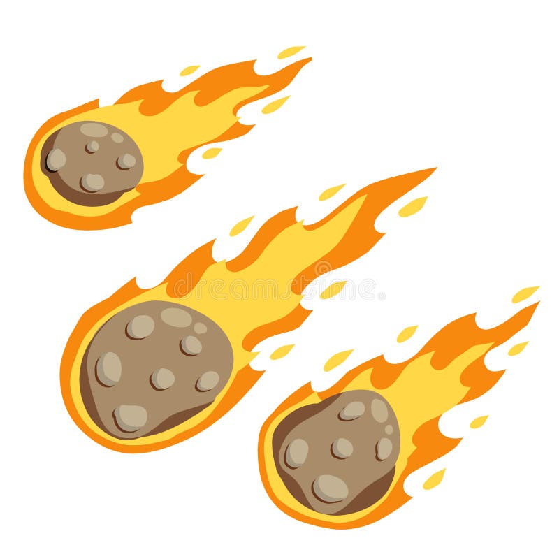 Meteor with Trail of Fire. Comet with Tail. Dangerous Space Object ...