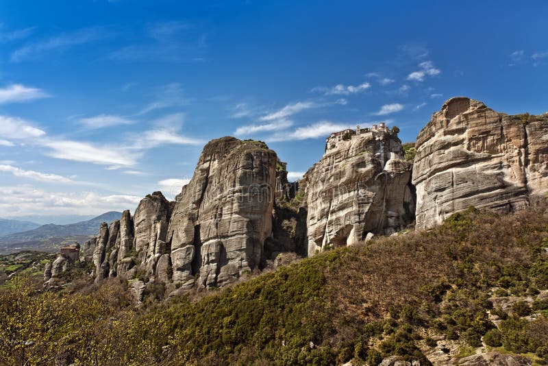 Meteora Cliffs and Monasteries Stock Photo - Image of greece, nature ...