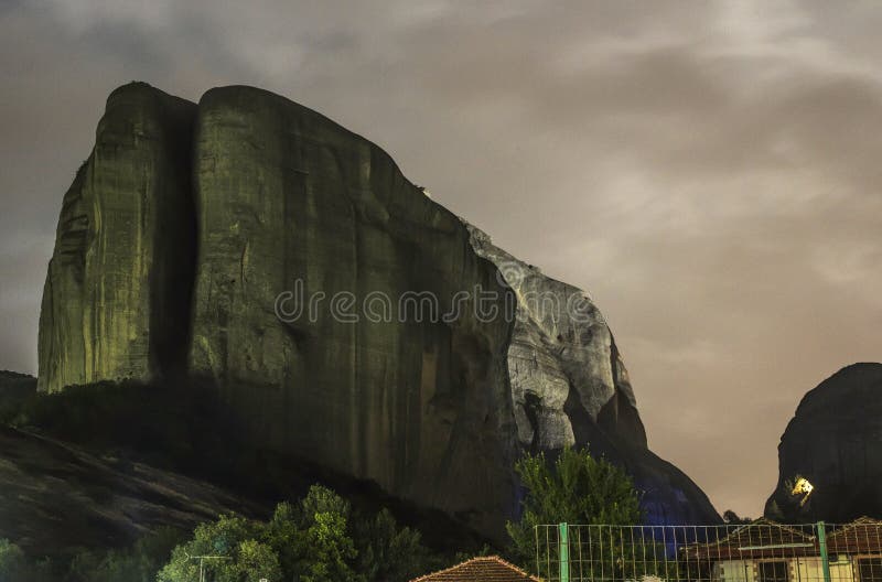 Meteora in Greece in the Night Stock Photo - Image of greek, panorama ...