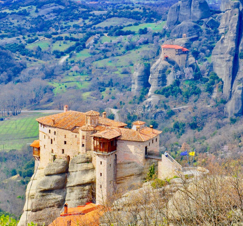 Meteora, Greece stock image. Image of natural, cliffs - 93787433