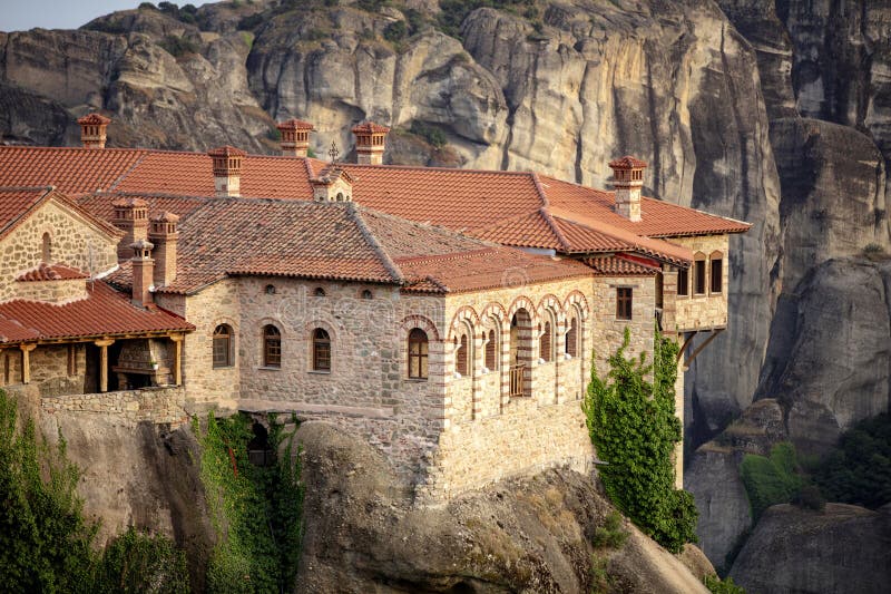 The Meteora - Important Rocky Monasteries Complex in Greece. Stock ...