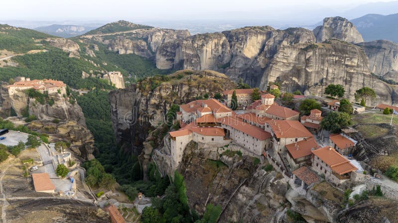 The Meteora - Important Rocky Monasteries Complex in Greece. Stock ...