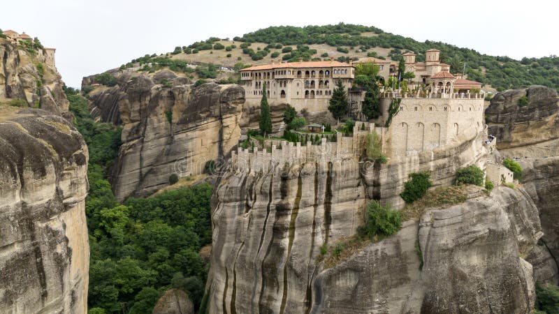 The Meteora - Important Rocky Monasteries Complex in Greece. Stock ...
