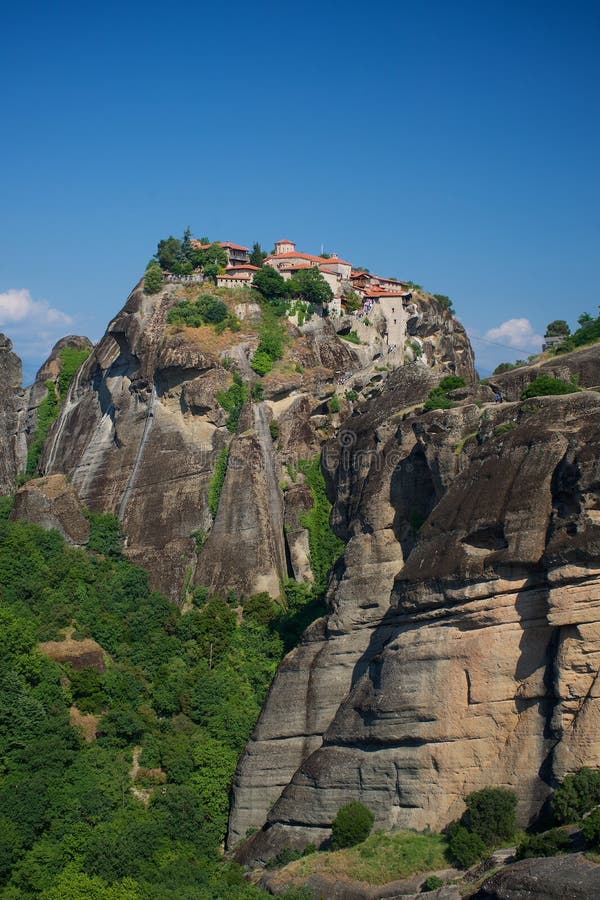 Meteora Main Monastery Greece Europe on Rocky Mountain Stock Photo ...