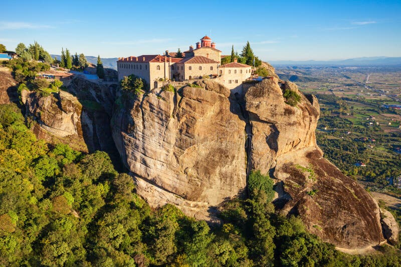 Meteora Monasteries Complex, Greece Stock Photo - Image of panoramic ...