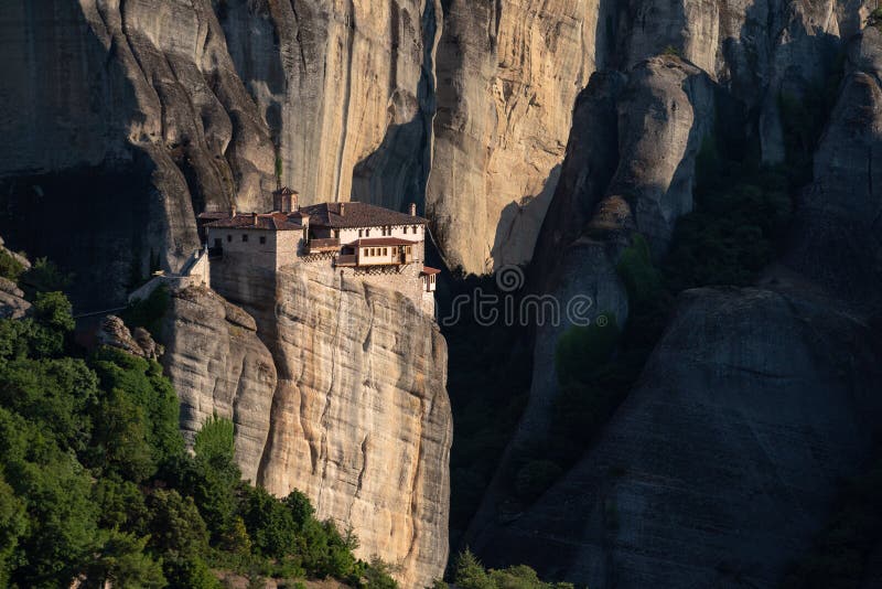 Meteora Monasteries from Greece at Sunset Stock Photo - Image of ...