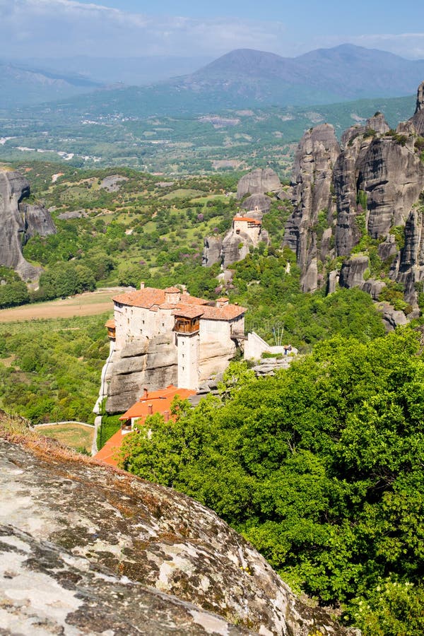 Meteora Monasteries on the High Cliff, Greece Stock Image - Image of ...