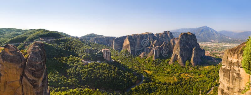 Meteora Monastery and Lift Cage in Greece Stock Photo - Image of ...