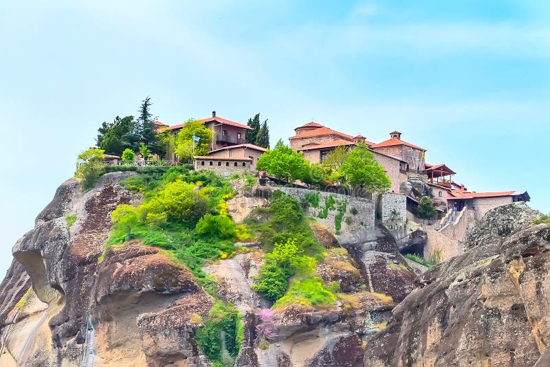 Meteora Monastery on the High Cliff, Greece Stock Image - Image of ...