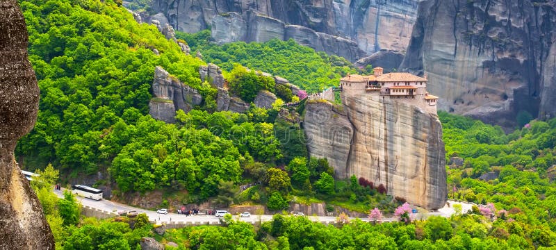 Meteora Monastery on the High Cliff, Greece Stock Photo - Image of high ...